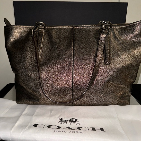 Coach | Bags | Coach Metallic Bronze Tote Bag Like New | Poshmark